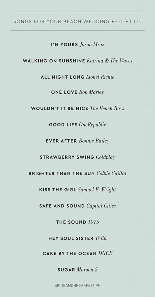Beach Wedding Reception Playlist | Philippines Wedding Blog