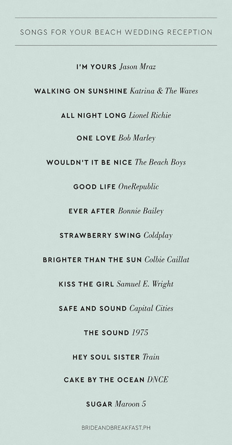 Beach Wedding Reception Playlist | Philippines Wedding Blog