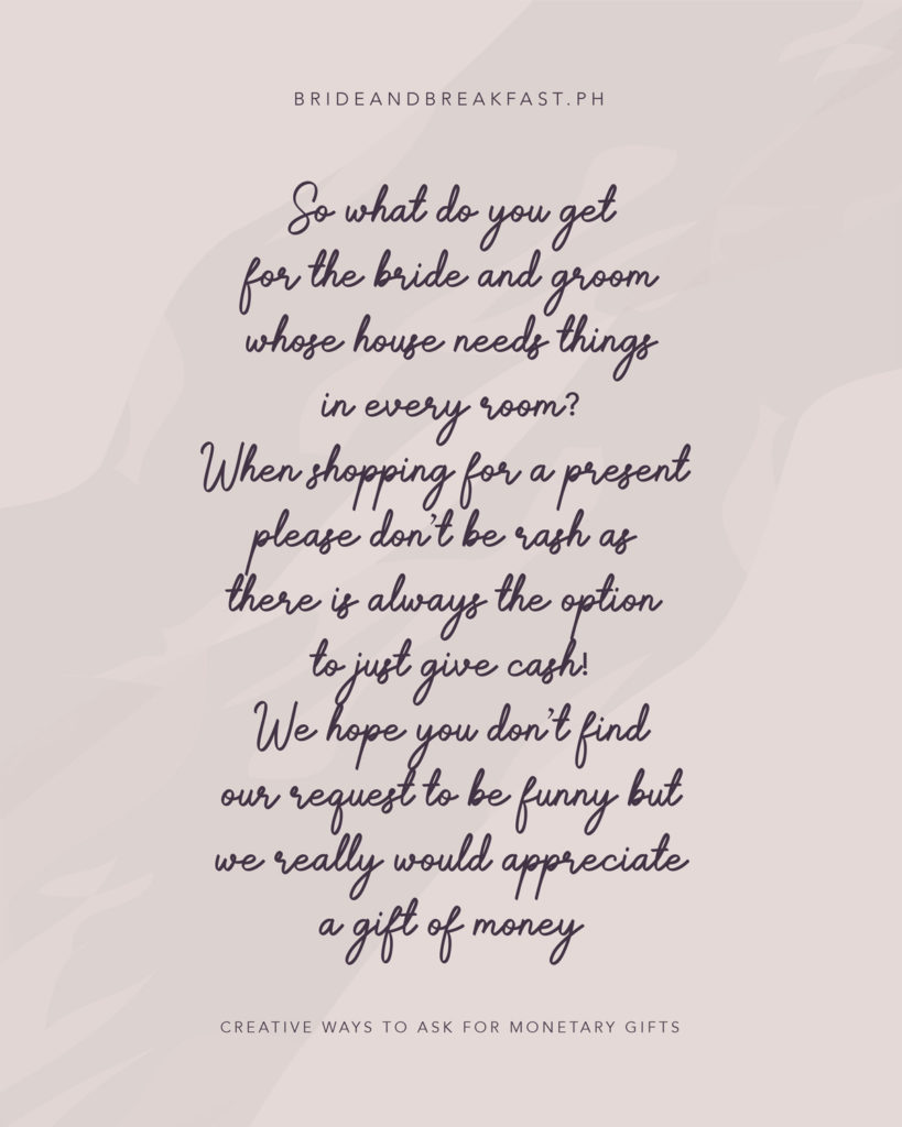 Fun Ways to Ask for Cash Gifts | Philippines Wedding Blog